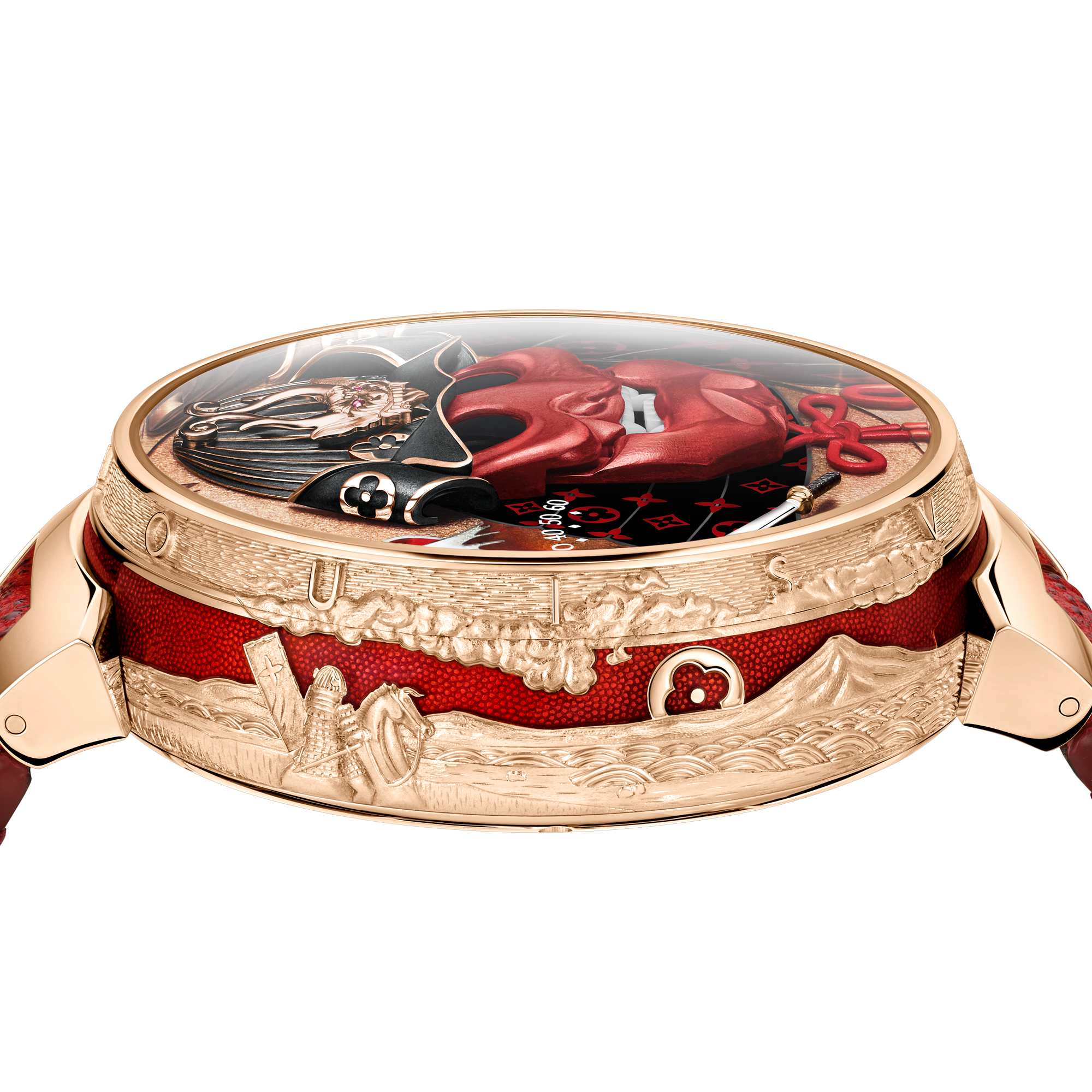 땅부르 부시도 오토마타 (Tambour Bushido Automata), 매뉴얼, 46.8mm, 핑크 골드 - 워치 전체보기 ...